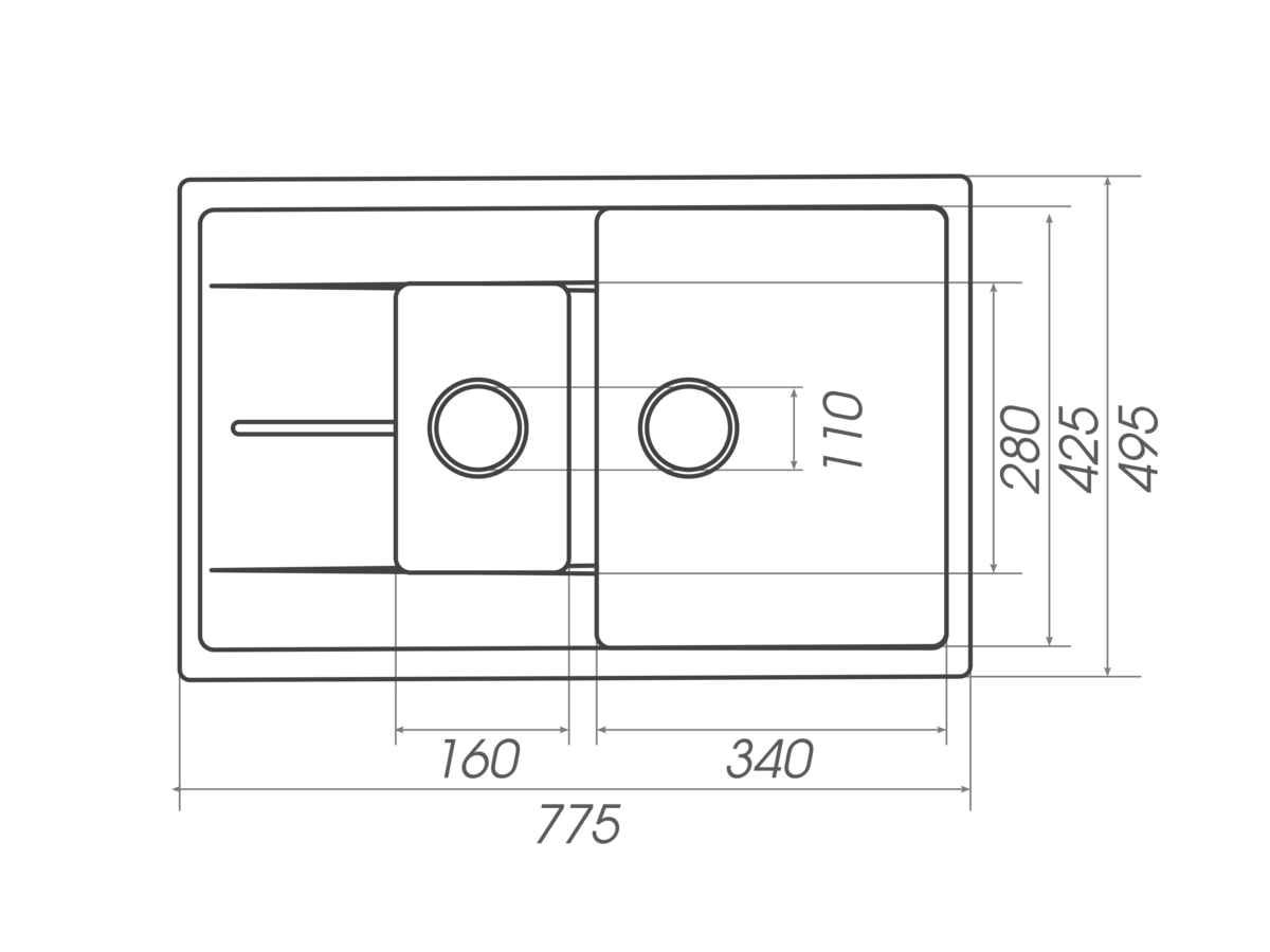 ᐉ Мойка для кухни гранитная Platinum 7850W Toskana Серый муссон матовый ...