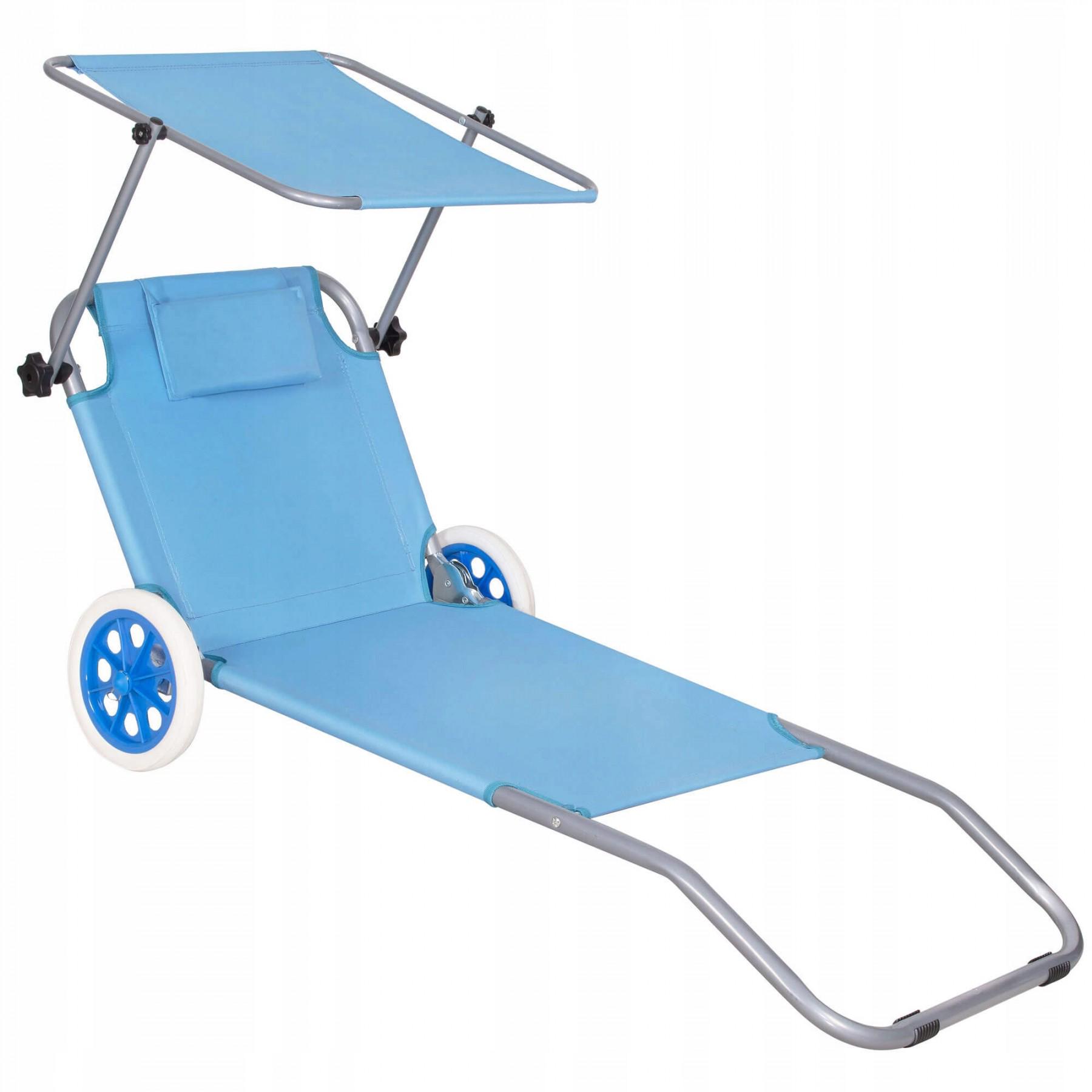 ᐉ Шезлонг Springos з колесами та навісом Блакитний (19958) • Краща ціна ...