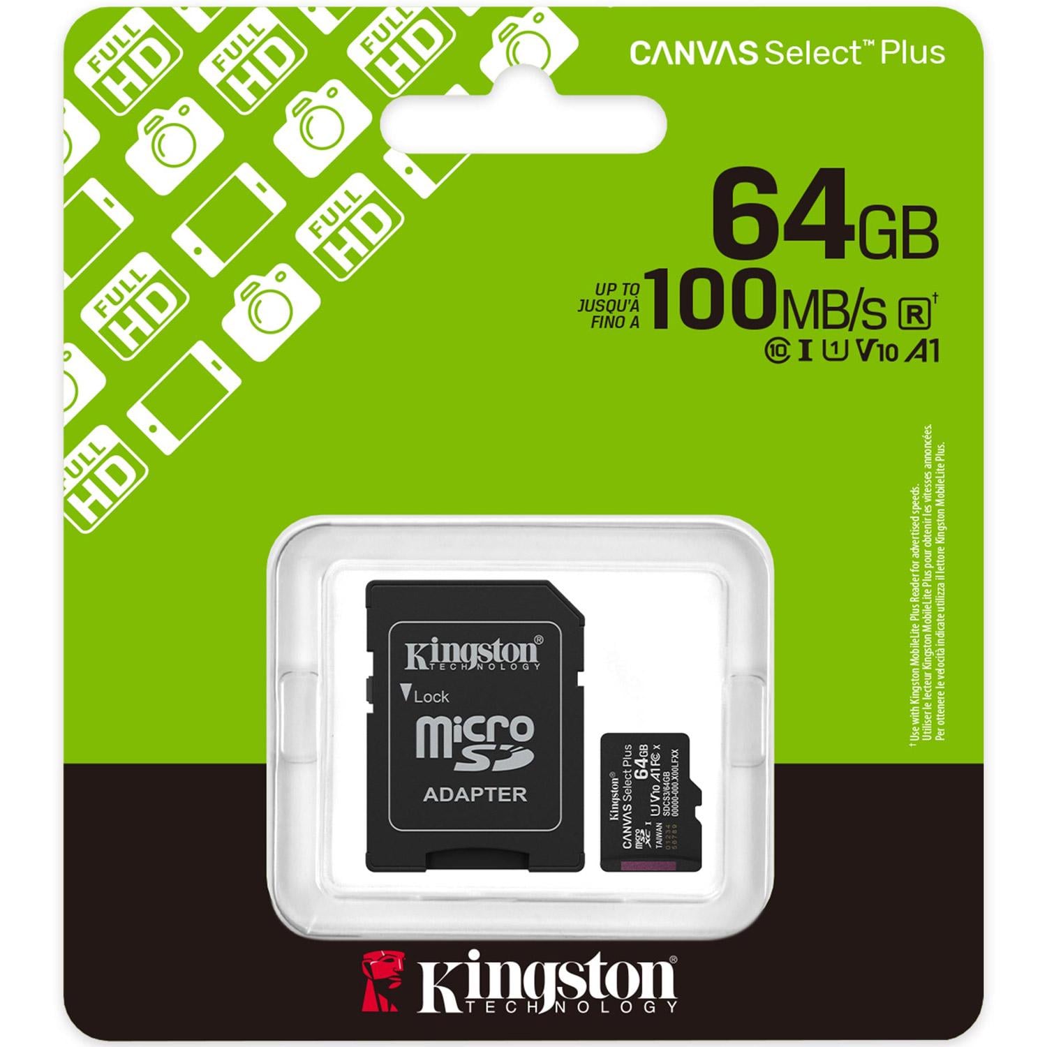 ᐉ Карта пам'яті Kingston Canvas Select Plus Gen3 microSDXC 64 GB 100R ...