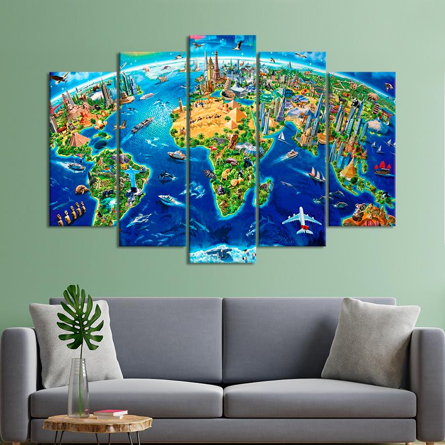 ᐉ Картина карта Яскрава карта світу для мандрівника 137x85 см (A1359-5) • Краща ціна в Києві ...