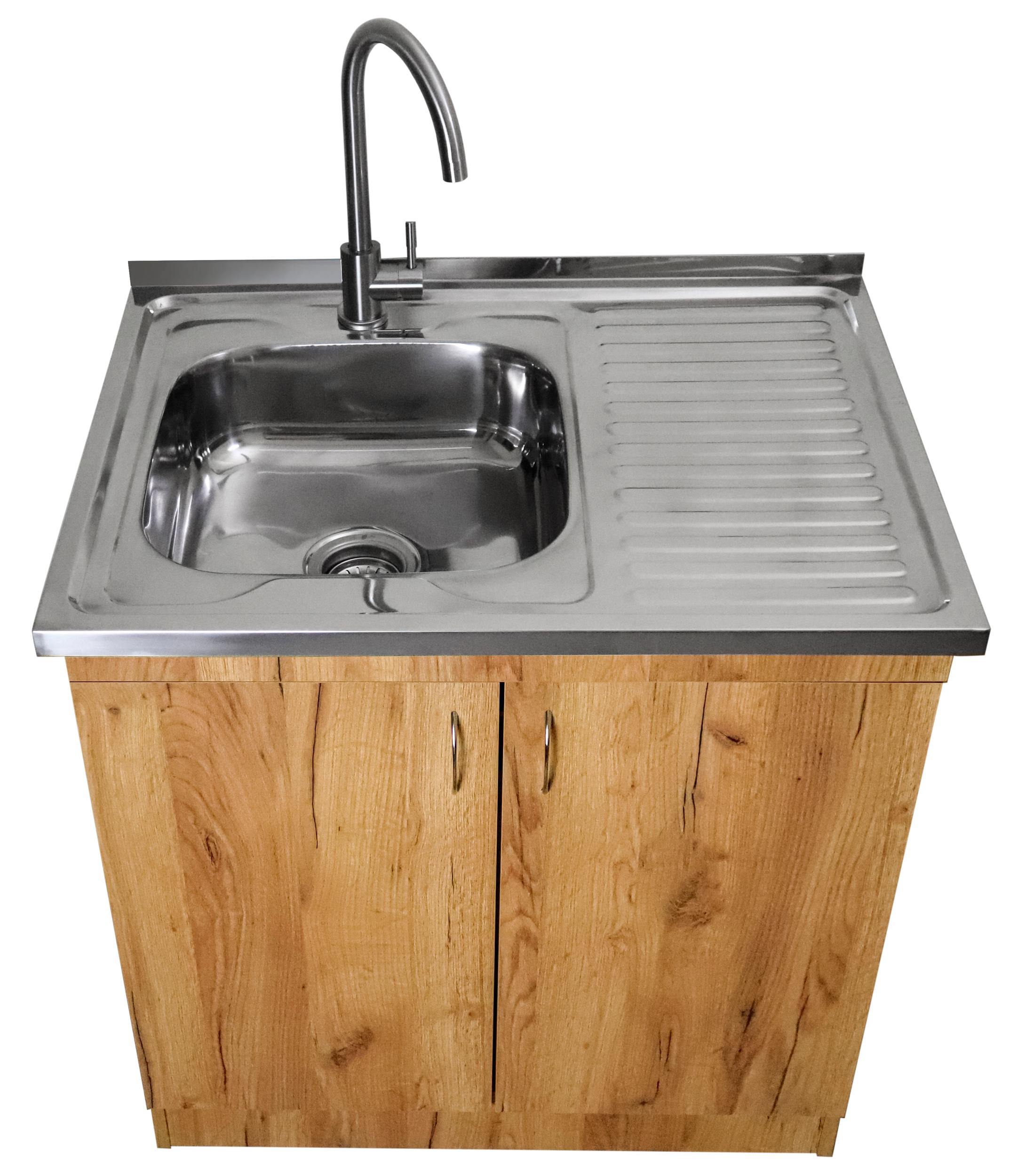 ᐉ Мийка з тумбою AQUAMILL VAVILON 80 люкс ліва/права та змішувач з нержавіючої сталі AquaMill ...