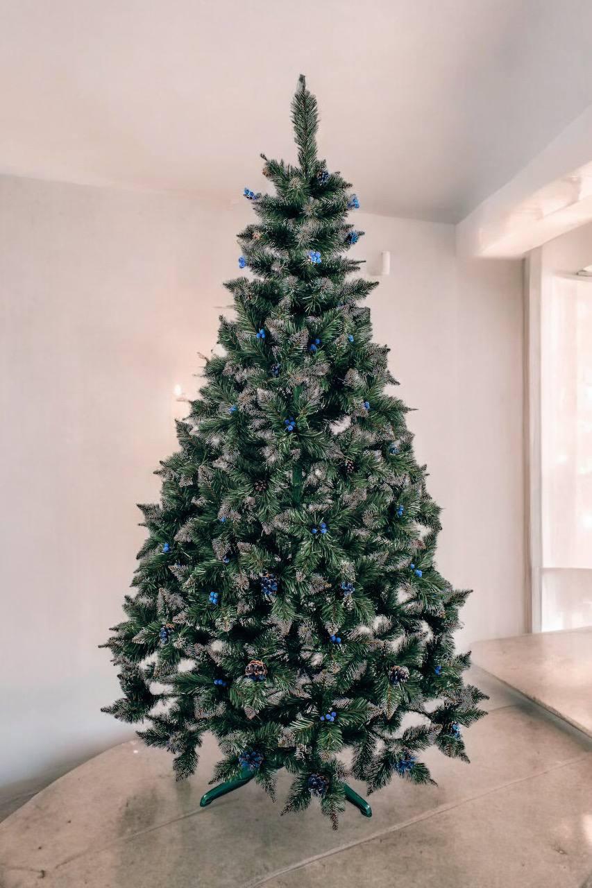 ᐉ Штучна ялинка з синьою калиною шишкамибілими кінчиками 2 00 м Зелений У255200 • Краща ціна в
