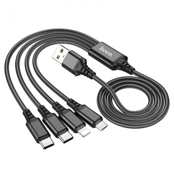 ᐉ Кабель HOCO X76 4 в 1 USB to Type C Type C Lightning MicroUSB 2A 1 м Черный • Купить в Киеве ...