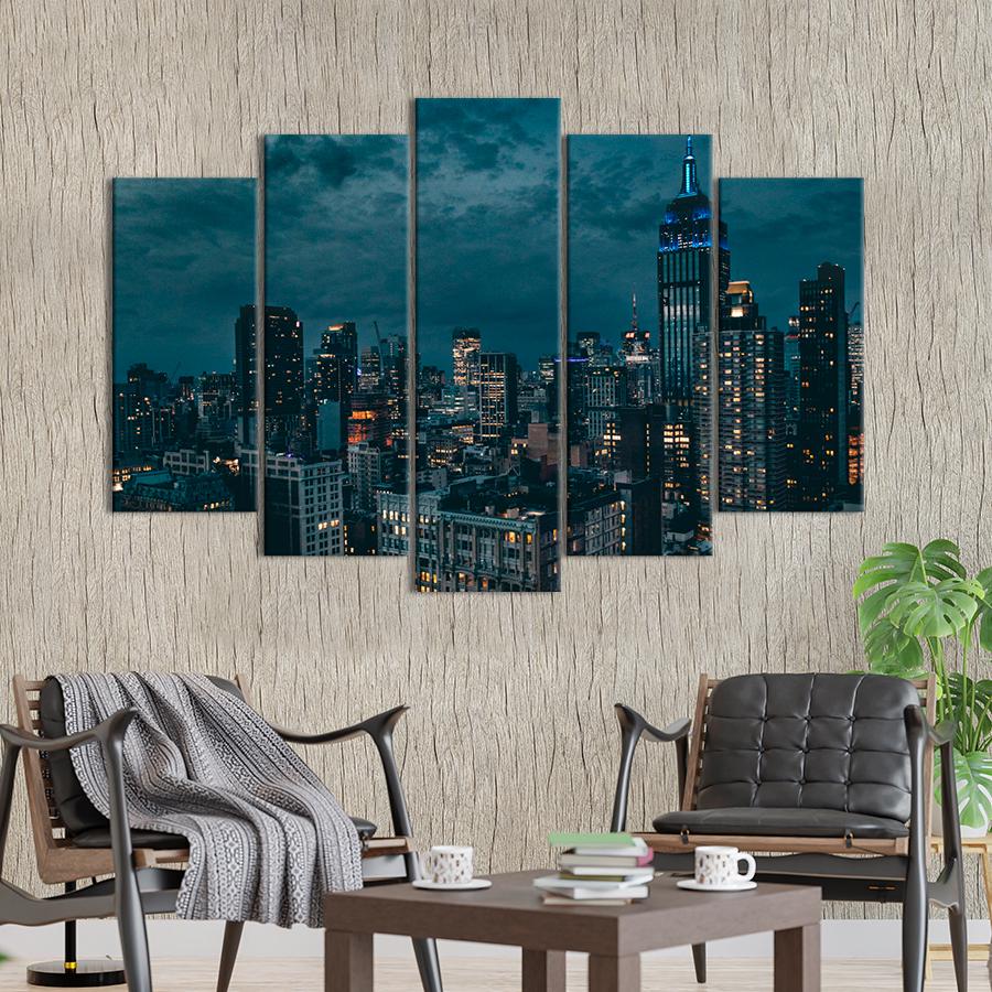 ᐉ Картина город Вечерний вид на Манхэттен 137x85 см (A558-5) • Купить в Киеве, Украине • Лучшая ...