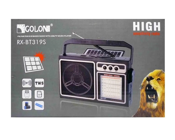 ᐉ Радиоприемник Golon RX-BT319S Bluetooth 5 W солнечная панель Черный ...