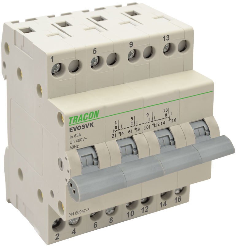 Перемикач введення резерву Tracon 63А 4 полюси I-0-II SVK2-63A для ...