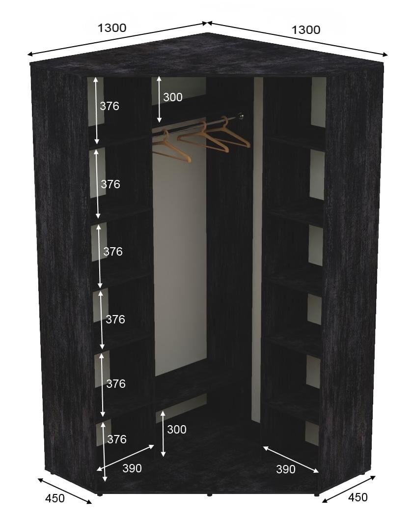 ᐉ Шкаф-купе двухдверный угловой Алекса Угол-3 Зеркало 130х130х240 см ...