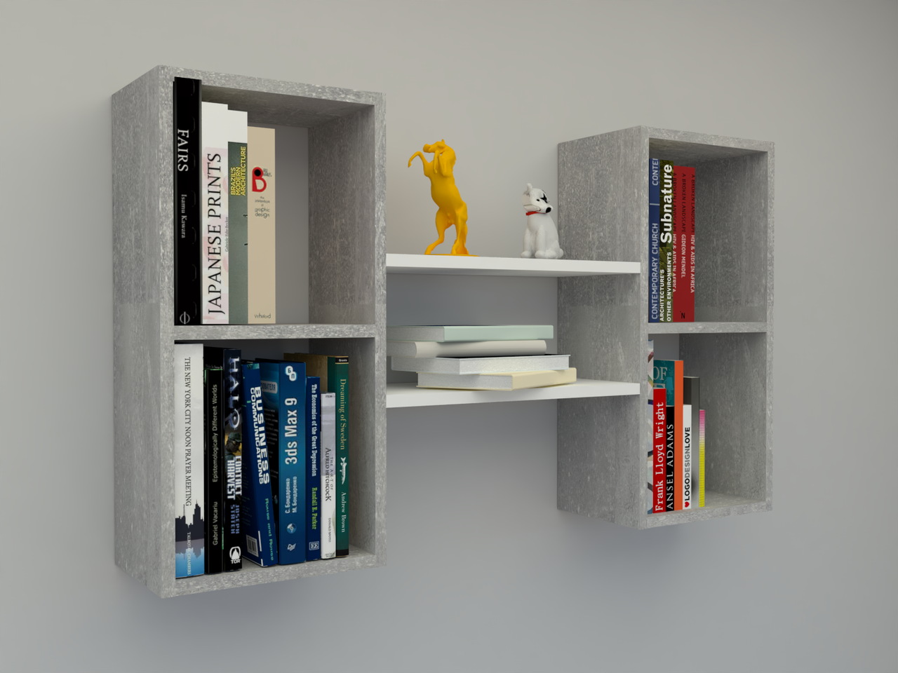 ᐉ Полка на стену книжная Klick System ПК 36 Бетон Белый • Купить в Киеве Украине • Лучшая цена