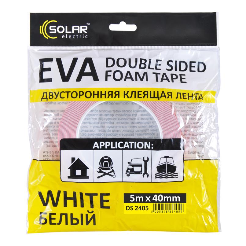 ᐉ Лента клейкая двухсторонняя Solar EVA 40 мм 5 м White (30113-b5959)