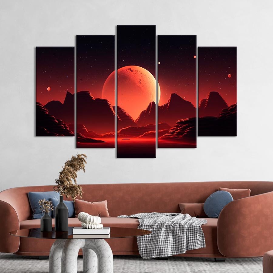 ᐉ Картина космос Красная планета над космическим пейзажем 137x85 см (A1296-5)