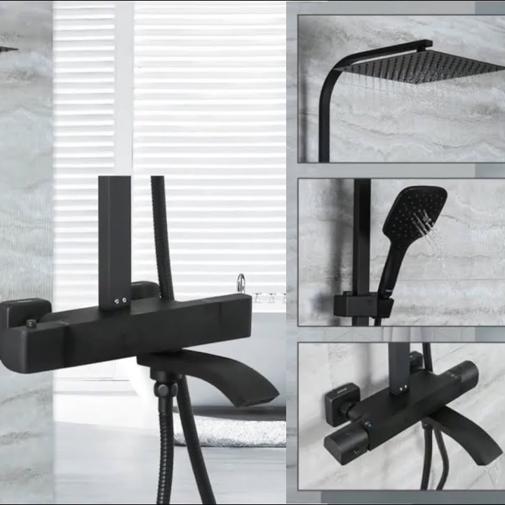 ᐉ Душова система з термостатом Gappo G2407-60 вилив-перемикач на лійку 3-функції Чорний • Краща ...