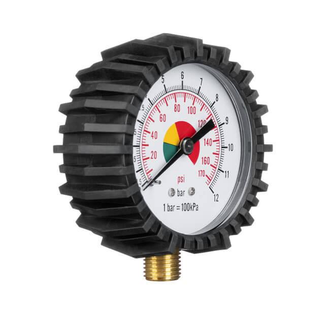 ᐉ Манометр Intertool PT-0502 до пістолета для підкачування з гумовим покриттям діаметр 63 мм 1/4 ...