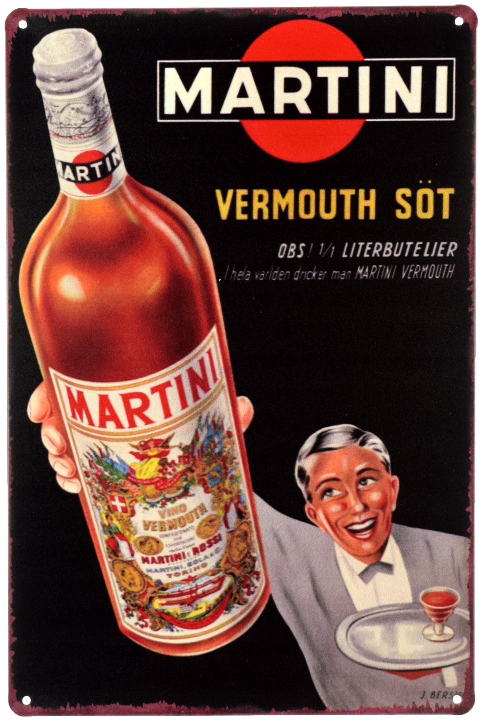 ᐉ Табличка металлическая Мартини Вермут/Martini Vermouth 20x30 см
