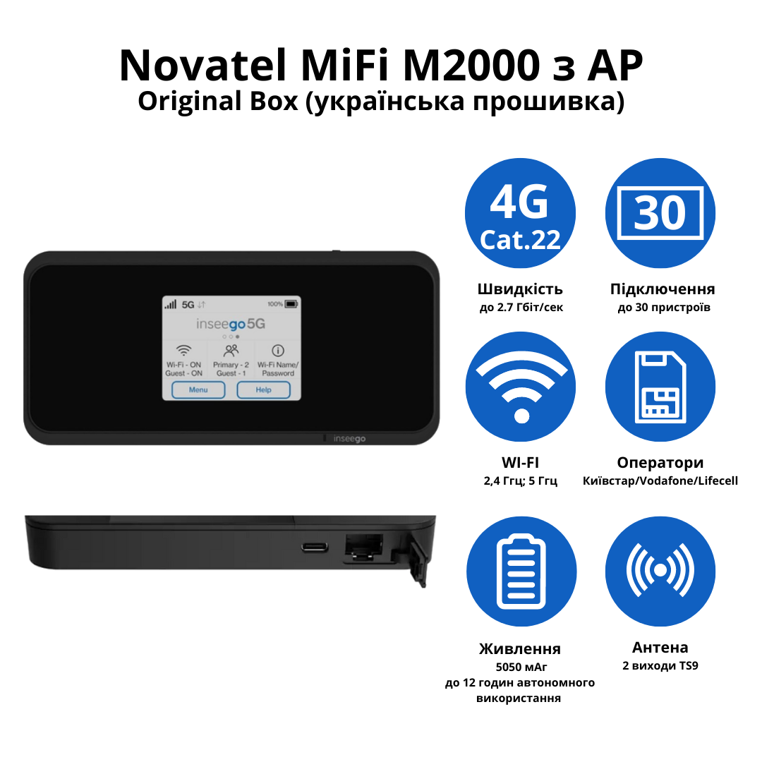ᐉ Роутер Novatel MiFi M2000 Box з антенними роз'ємами та українською ...