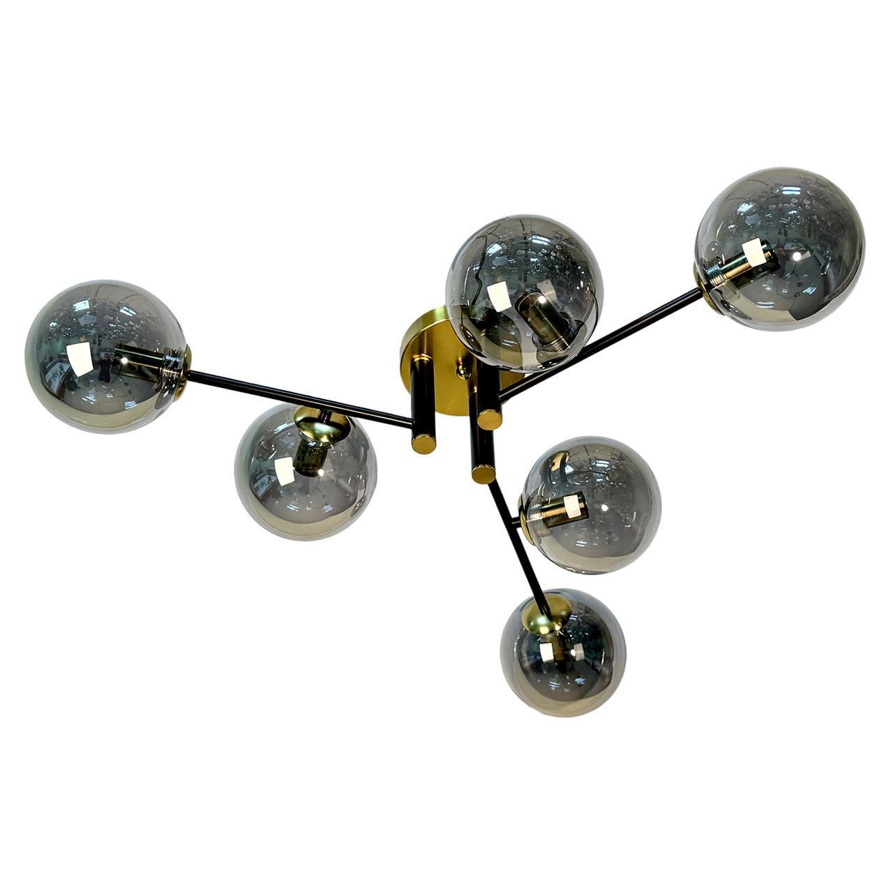 ᐉ Люстра стельова лофт на 6 плафонів Прометей P9-2900/6 BK+ Copper • Краща ціна в Києві, Україні ...