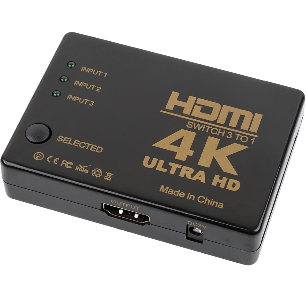 ᐉ Активный HDMI переключатель 4Sport Switcher 3to1 Black (WAZ-HS31-B)