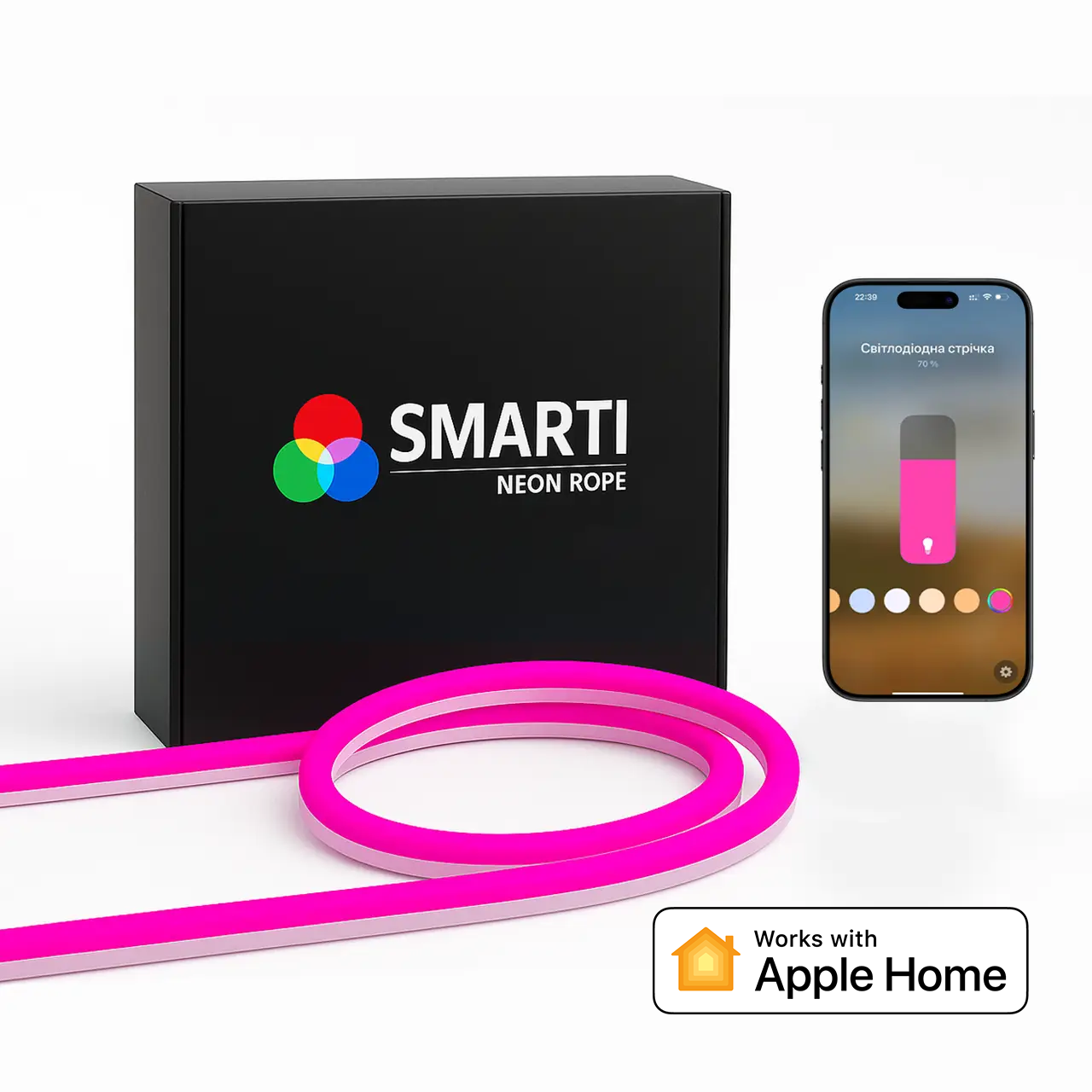 ᐉ Неонова стрічка LED Smarti Neon Rope 3 м RGB Apple HomeKit • Краща ...