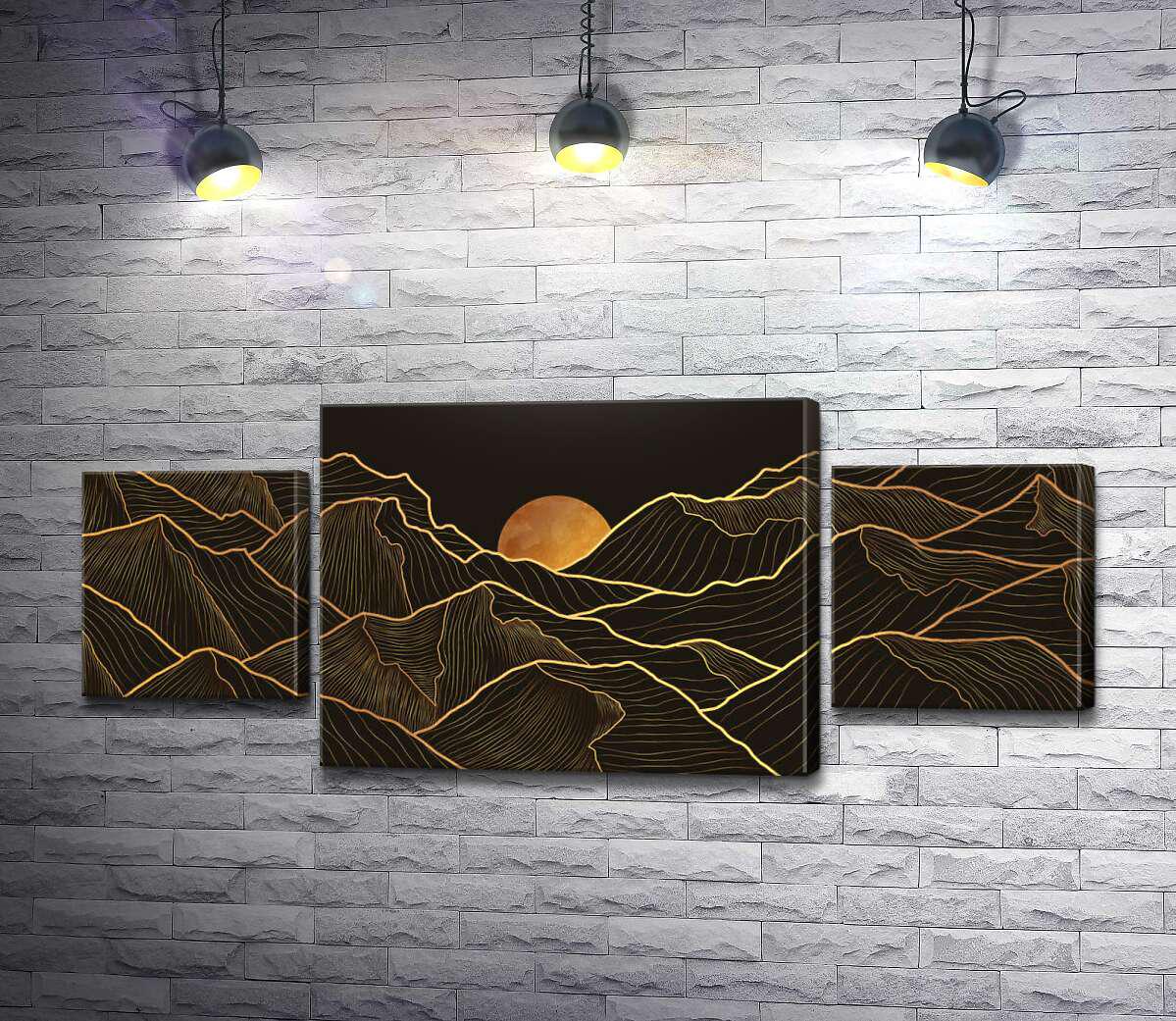 ᐉ Картина ArtPoster Очертания гор в лучах заката 100x44 см Модуль №7 ...