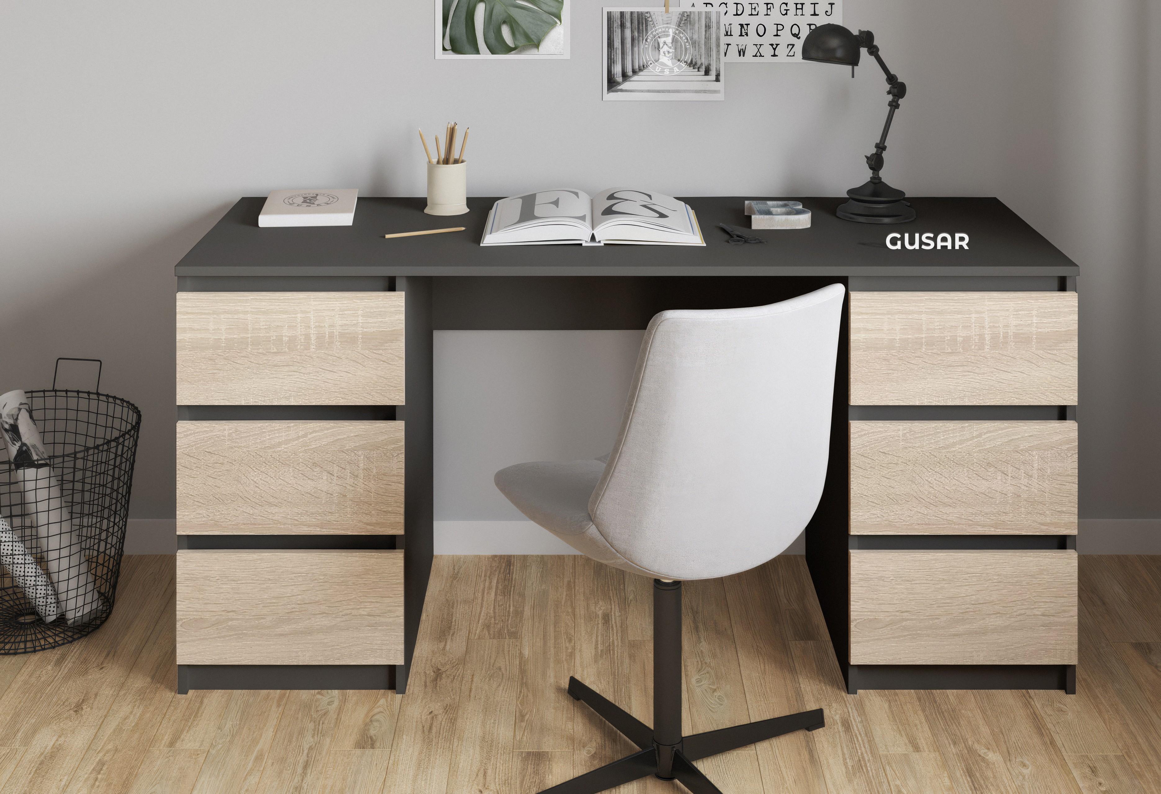 ᐉ Письменный стол на 6 ящиков без ручек FT-228 1580х600х758 мм Антрацит ...