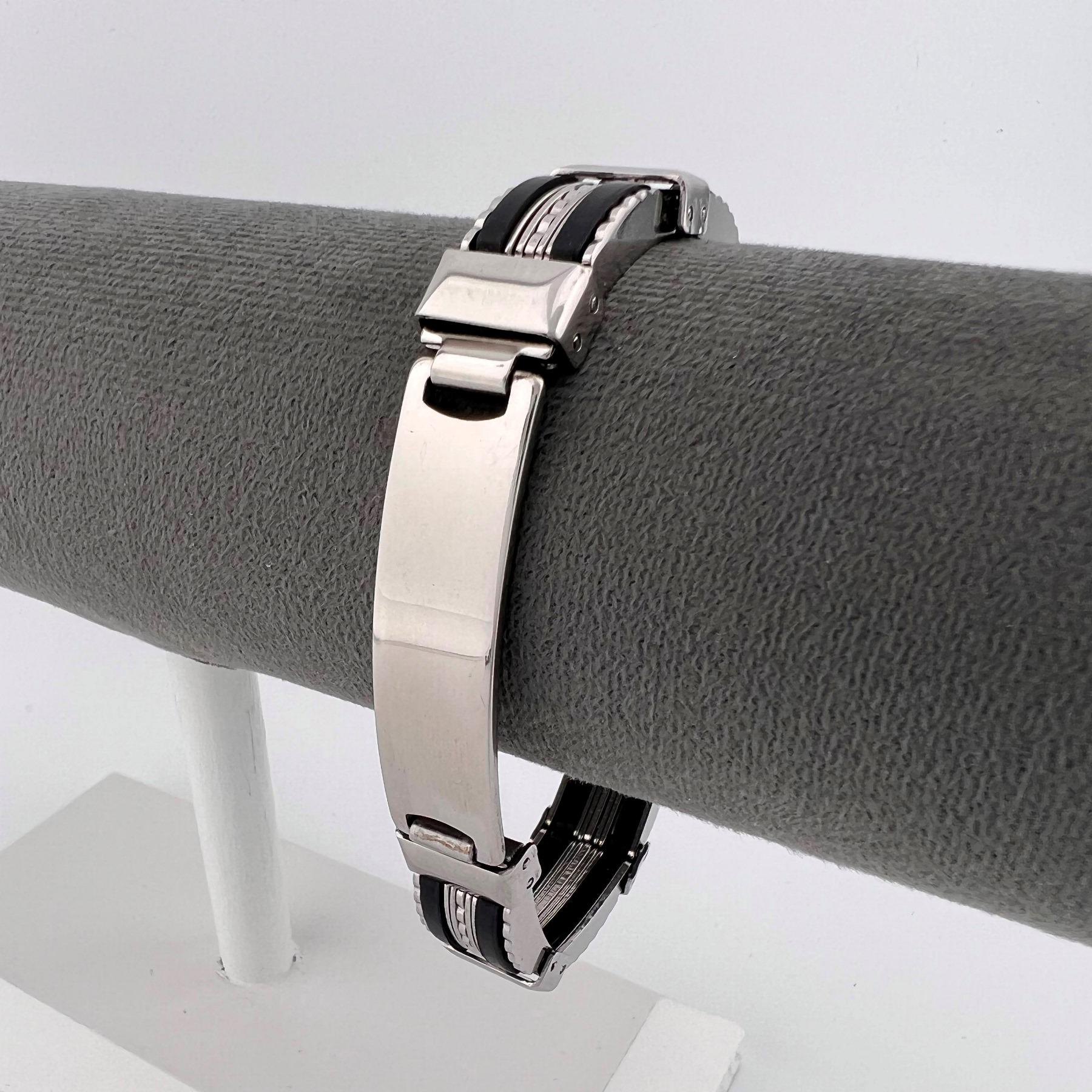 ᐉ Браслет мужской под гравировку из медицинской стали с каучуком 21 см (BS-127)