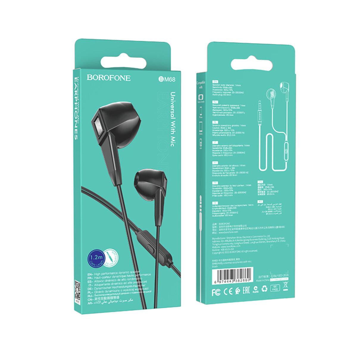 ᐉ Навушники BOROFONE BM68 Kelly universal earphones with mic Black ...