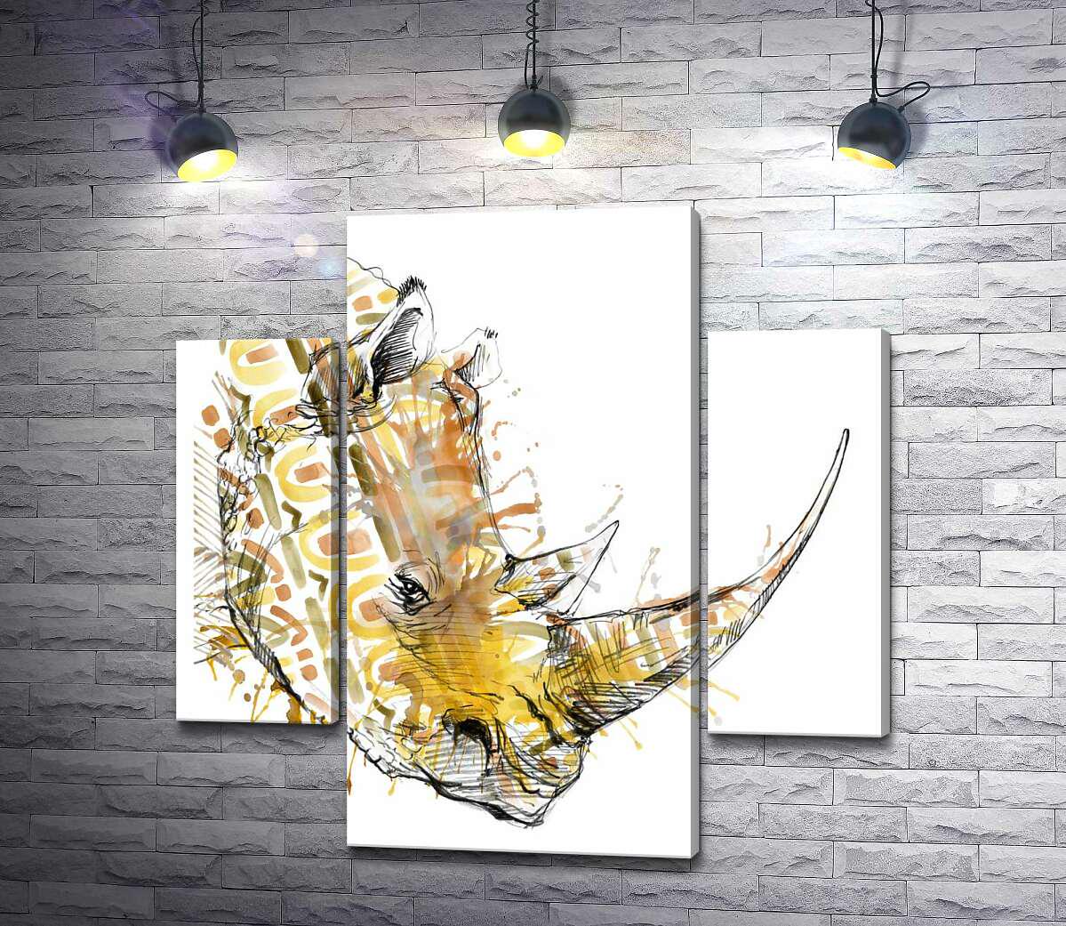 ᐉ Модульная картина ArtPoster Пастельный орнамент профиля носорога ...