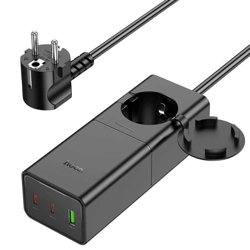 ᐉ Удлинитель сетевой Hoco NS4 USB/Type-C 65W 3 A PD/QC 4000W Черный ...