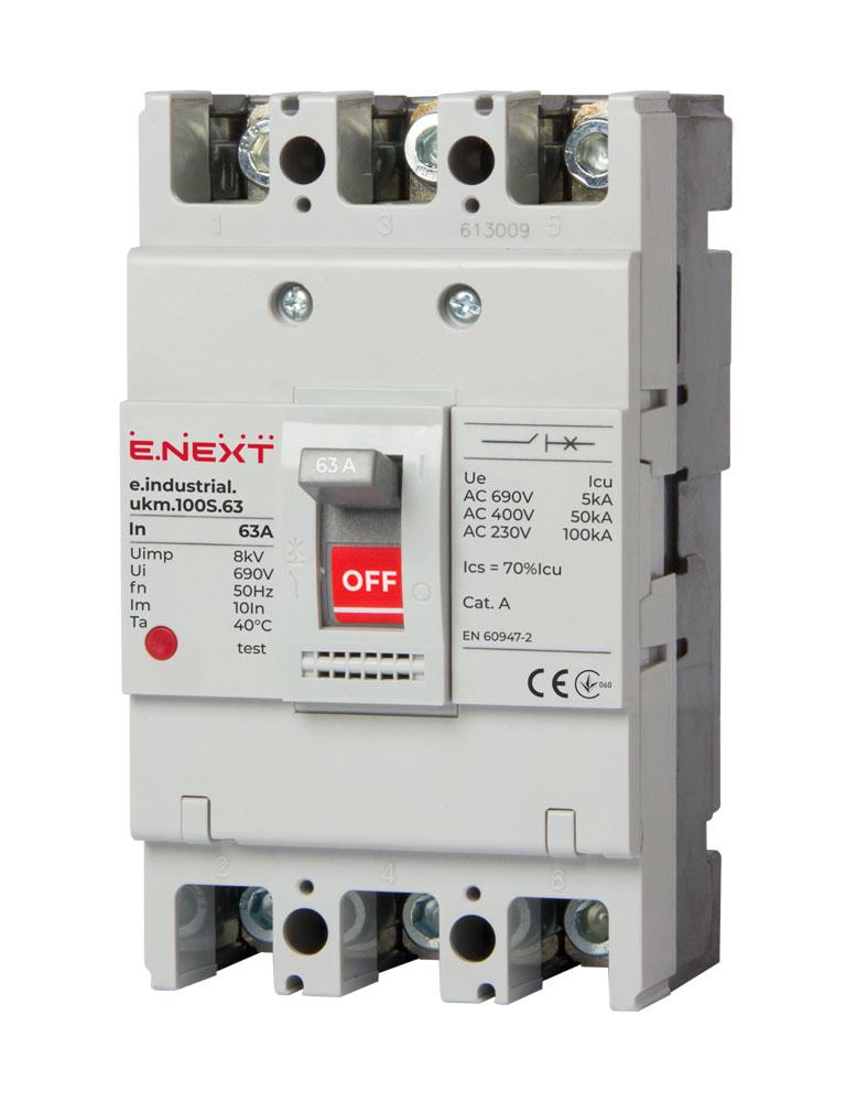 ᐉ Автоматичний вимикач силовий E.NEXT e.industrial.ukm.100S.63 3р 63А ...