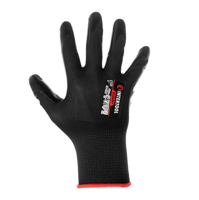 ᐉ Перчатки строительные Intertool SP-0186 трикотажные синтетические с гладким нитриловым ...