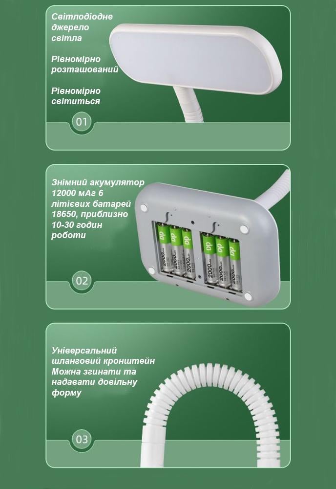 ᐉ Настольная лампа с часами Duration Power DP-1068 LED 8 Вт 12000 мАч ...