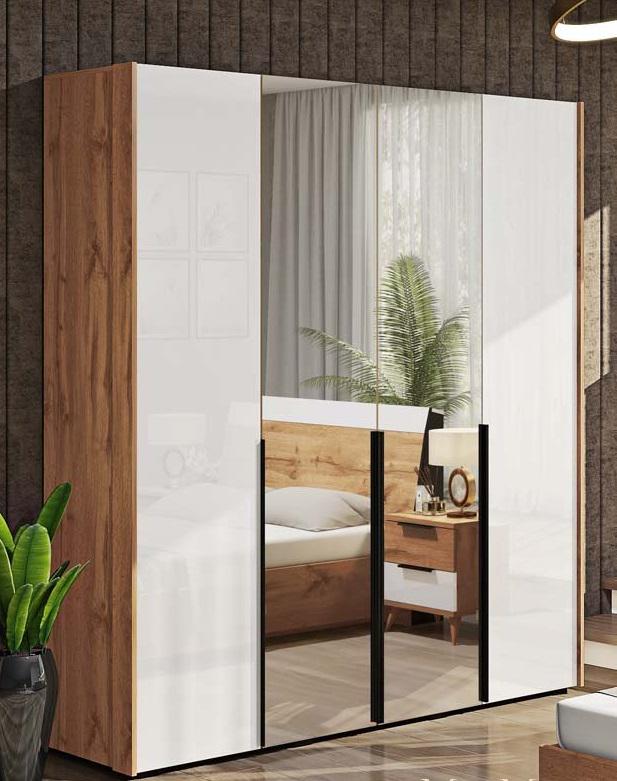 ᐉ Шафа розстібна Комфорт Мебель Стела 4Д 1910 ДСП Дуб золотий Білий глянець 41999 • Краща ціна