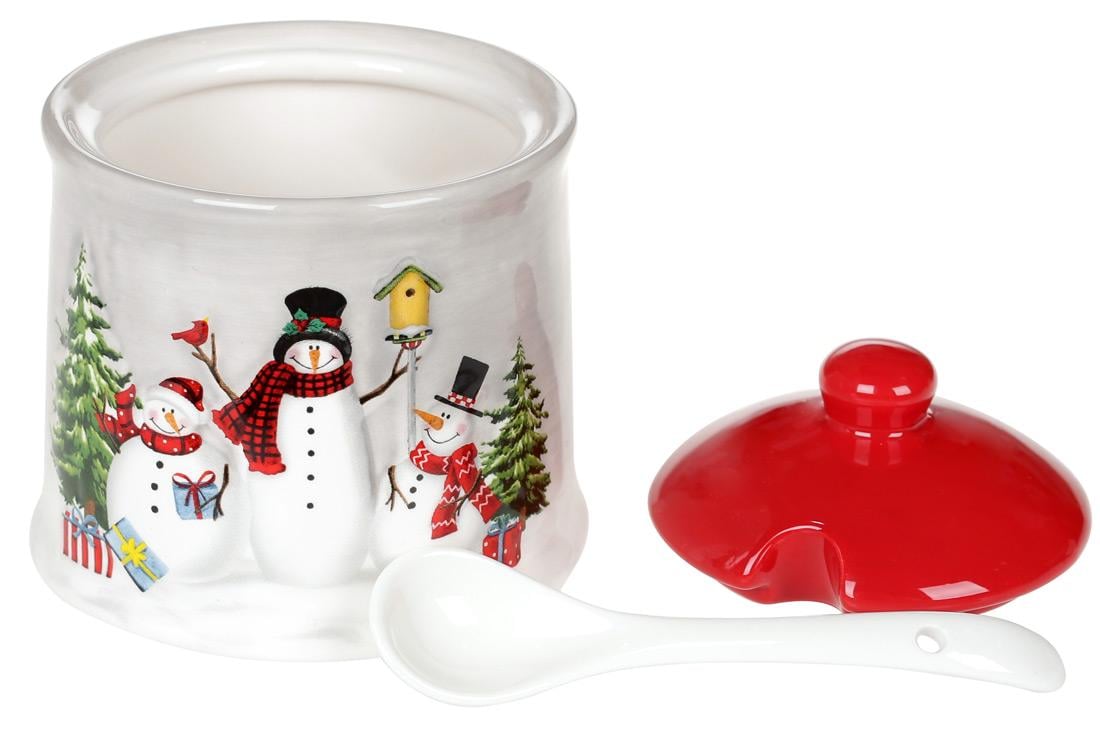 ᐉ Сахарница керамическая с ложкой BonaDi Веселые снеговики 250 мл (811-023) • Купить в Киеве ...