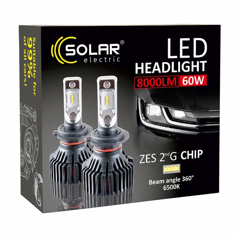 ᐉ Автолампи світлодіодні Solar H7 12/24 В 6500K 8000 Lm 60 Вт ZES Chip ...