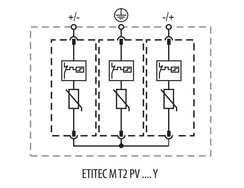 ᐉ Обмежувач перенапруги ETI ETITEC M T2 PV 3Р 50кА 600 В для сонячних ...