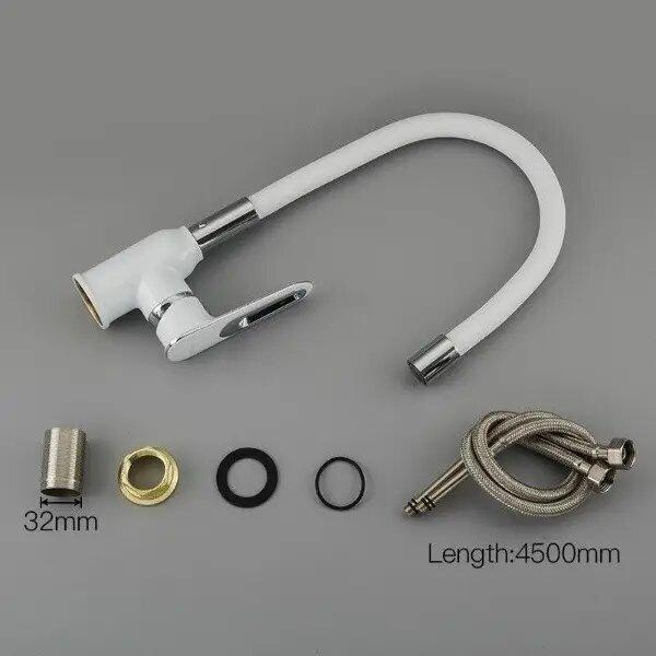 ᐉ Змішувач для кухні Frap H49 F4049 з гнучким виливом Білий/Хром • Краща ціна в Києві, Україні ...