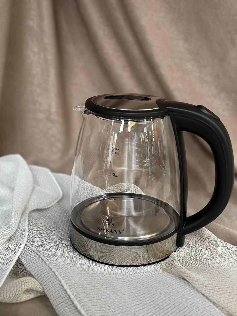 ᐉ Електрочайник SOKANY SK-SH-1098 скляний 2 л 1500 Вт Чорний (21181972) • Краща ціна в Києві ...