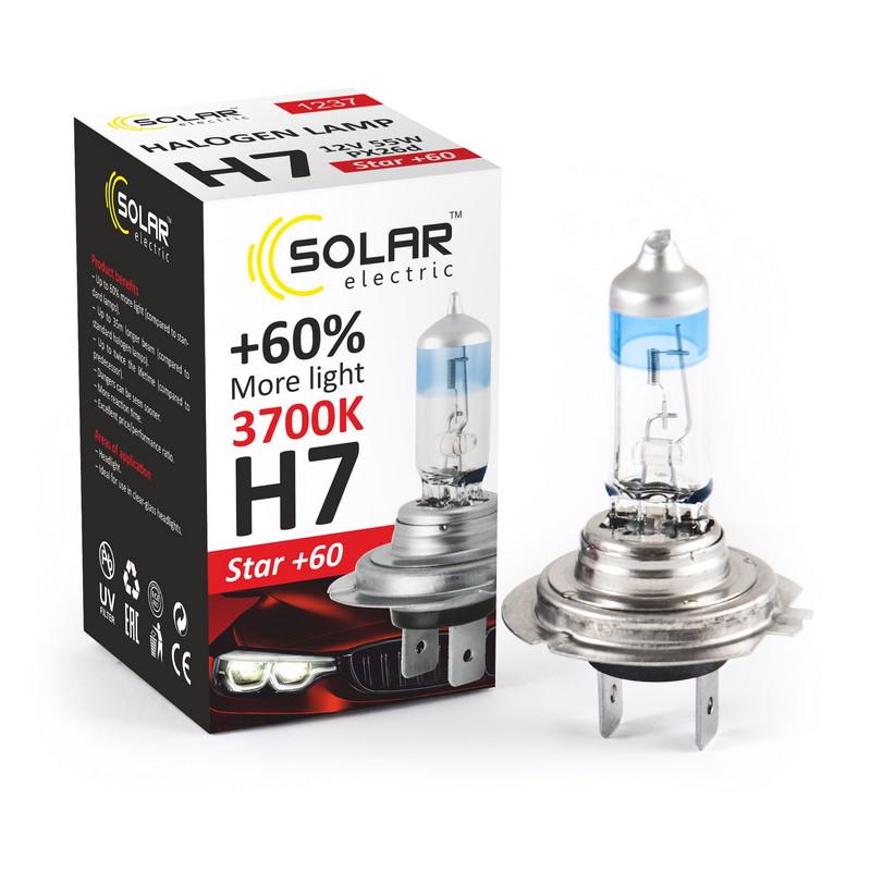 ᐉ Лампа галогеновая Solar H7 12V 55W PX26d Starlight +60% (1237)