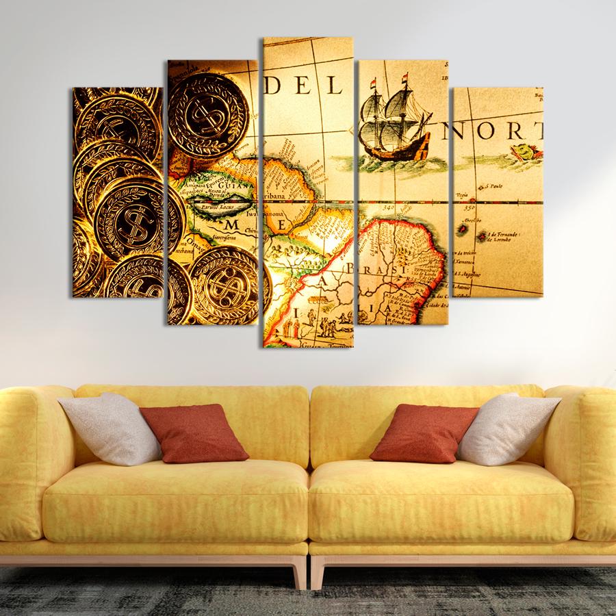 ᐉ Картина карта Старовинні монети та вінтажна карта 137x85 см (A1331-5) • Краща ціна в Києві ...