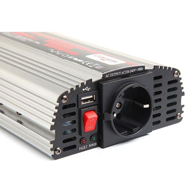 ᐉ Инвертор напряжения Carspa-600-122 600 Вт 12/220V approximated 1Shuko USB клеммы Box Q15 ...
