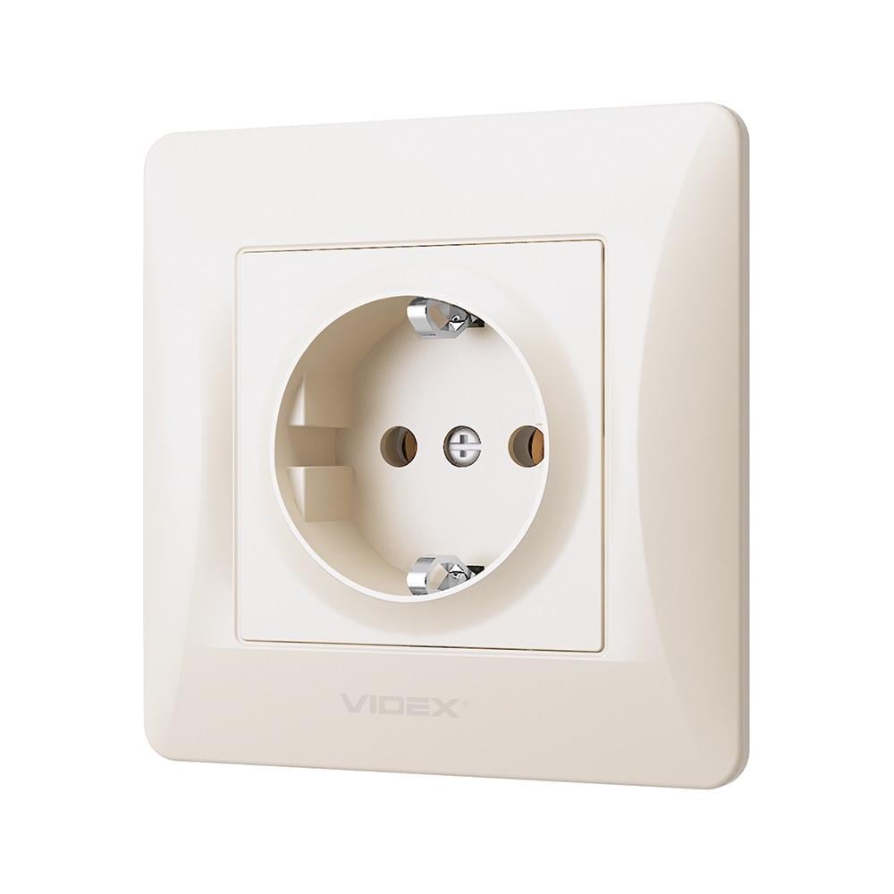ᐉ Розетка Videx Binera с заземлением Кремовый