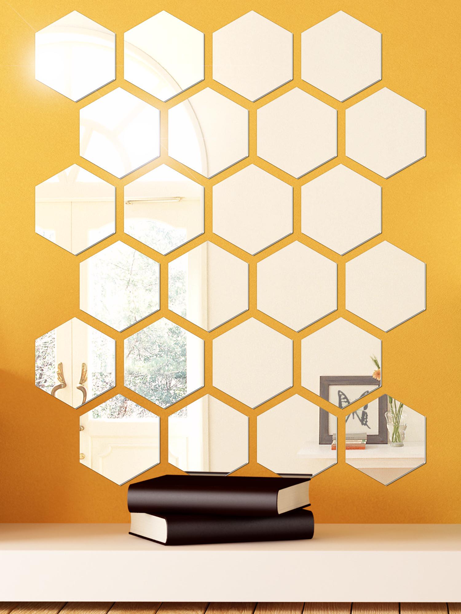 ᐉ Наліпка дзеркальна настінна Соти 96 24 шт Срібний 0020 • Краща ціна в Києві Україні