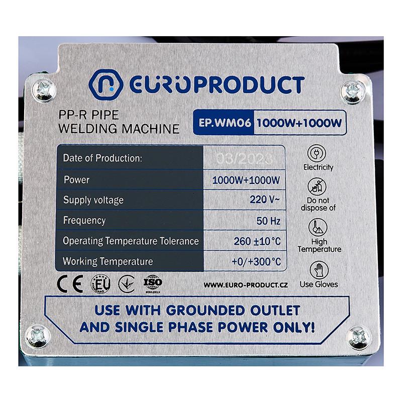 ᐉ Паяльник Europroduct EP.WM06 для PPR труб плоскі насадки 50/110 мм ...