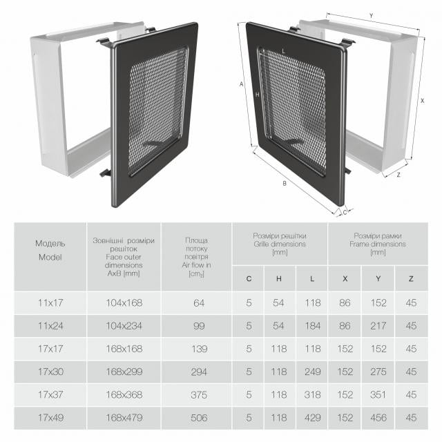 ᐉ Решітка камінна SAVEN 17x30 Графітовий (9331511) • Краща ціна в Києві ...