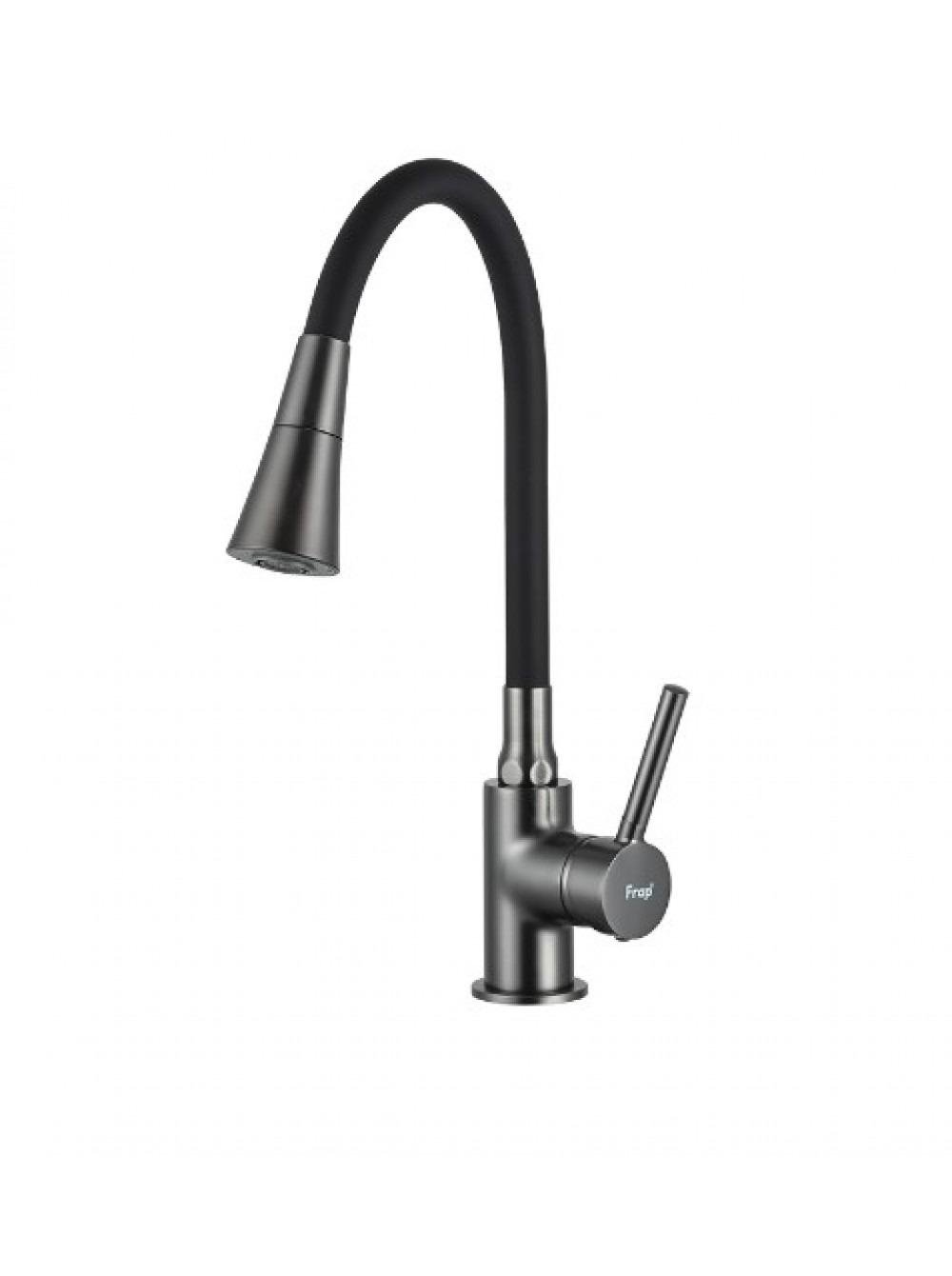 ᐉ Смеситель для кухни FRAP F4044-9 pvd с гибким изливом Черный графит ...