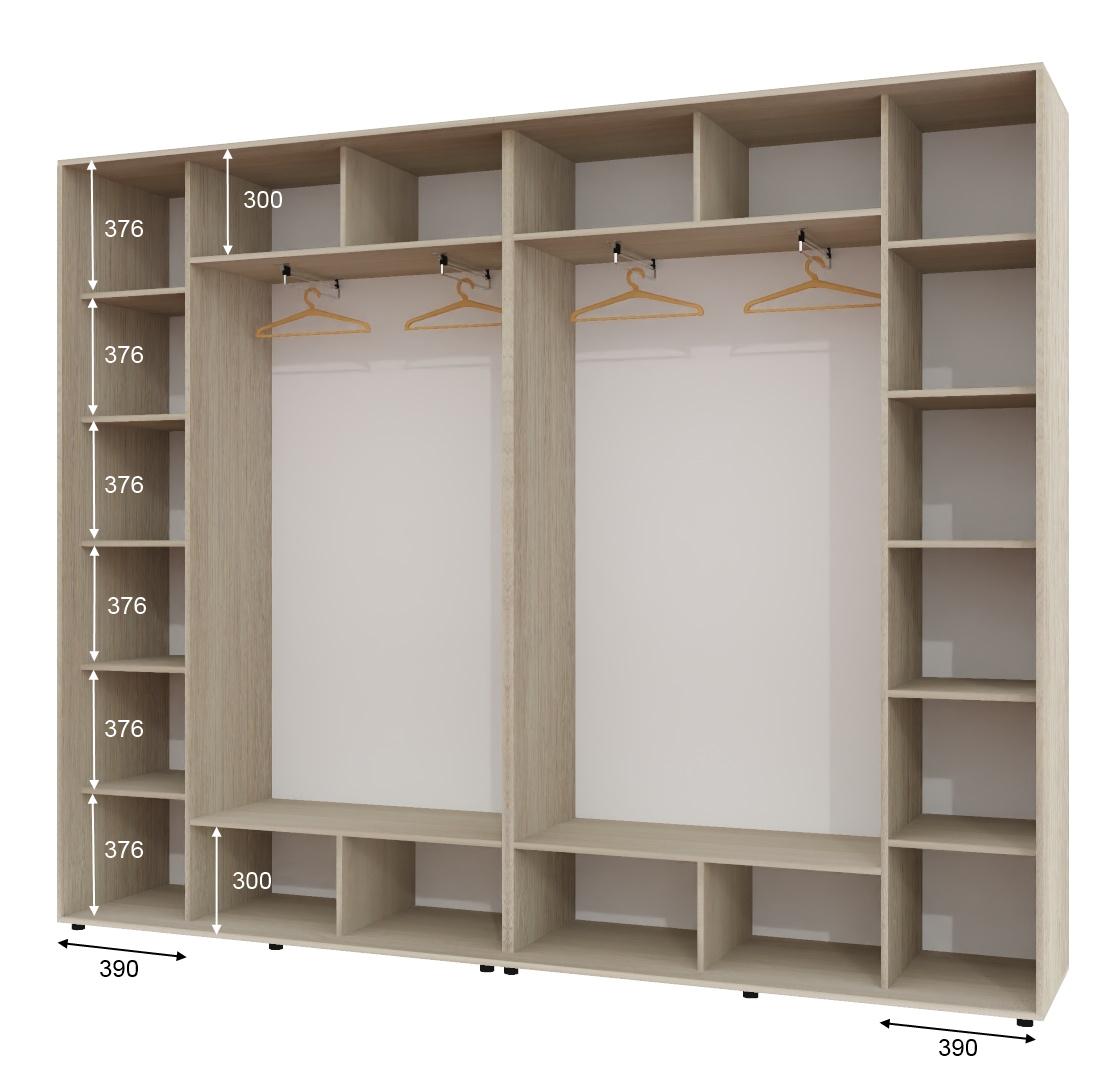 ᐉ Шафа купе чотиридверна Алекса ШК 02 ДСП 310х45х230 см Дуб шамоні світлий • Краща ціна в Києві