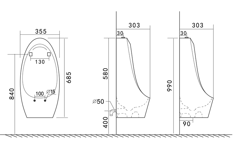 ᐉ Пісуар підвісний MIXXUS Premium BEVEL-1002 з краном 330x245x545 мм ...