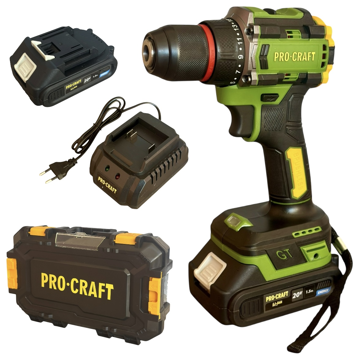 ᐉ Шуруповерт бесщеточный аккумуляторный ProCraft PA18LiPro 1 АКБ 20V /1.5A в кейсе • Купить в ...