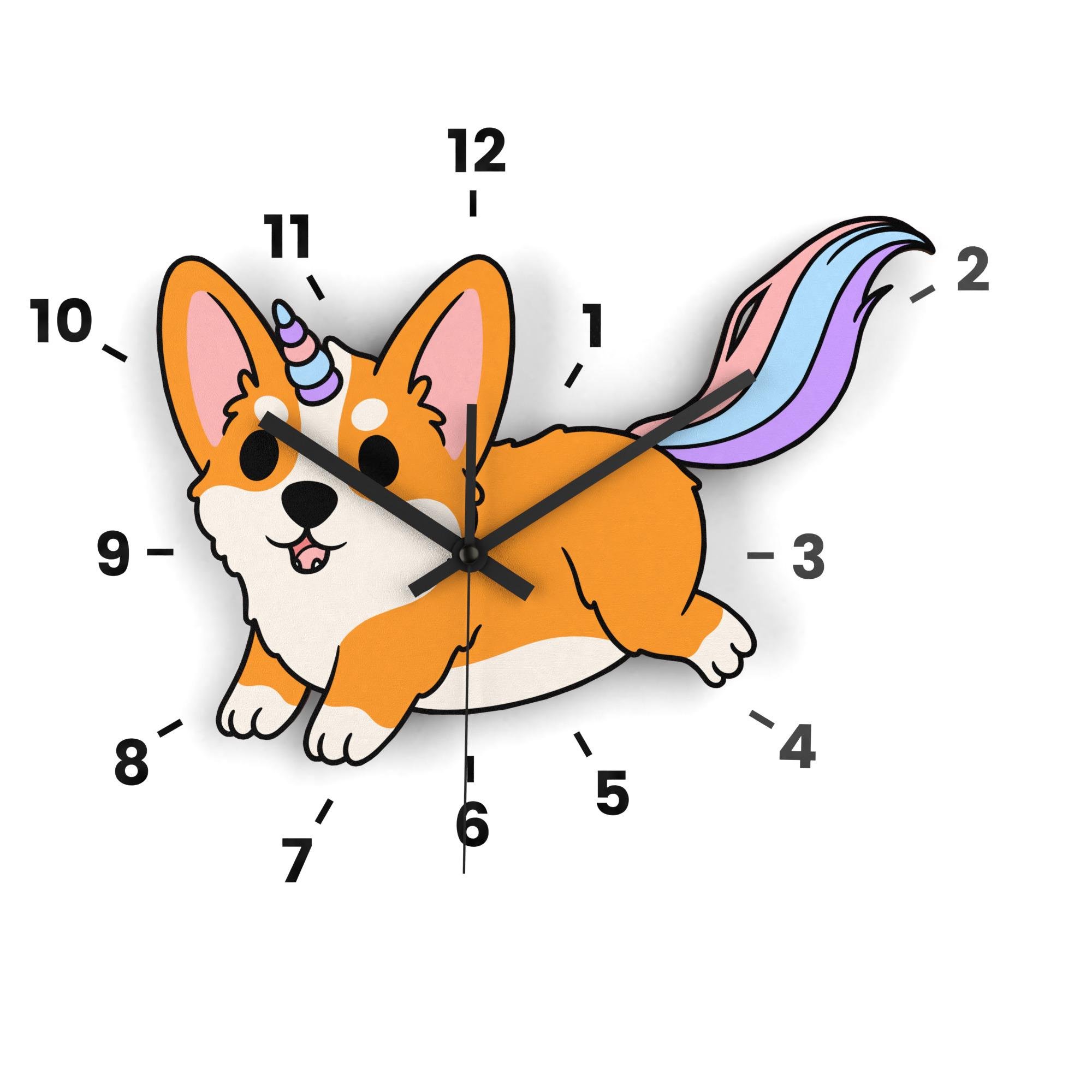 ᐉ Годинник настінний Lex Altern Мила коргі єдиноріг деревяний • Краща ціна в Києві Україні