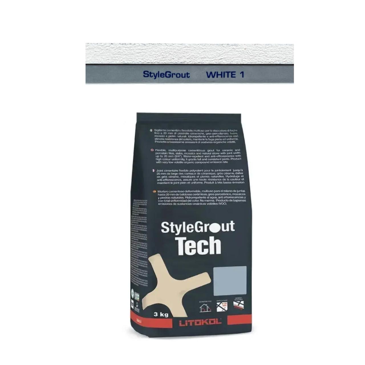 ᐉ Цементная фуга Litokol StyleGrout Tech 0-20 3 кг White 1 (SGTCHWHT10063)