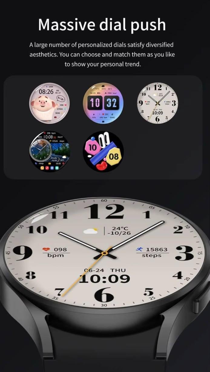 ᐉ Смарт-годинник без бренду Galaxy Watch 6 Amoled Чорний • Краща ціна в Києві, Україні • Купити ...